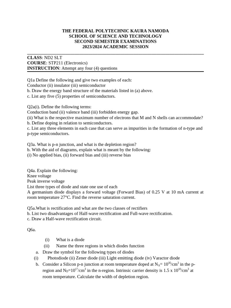 Electronics Exams 2024 | PDF