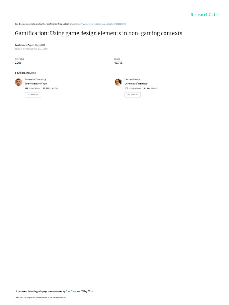 Gamification Using Game Design Elements in Non-Gam | PDF