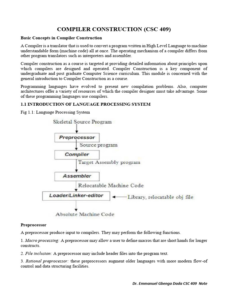 CSC 409 Note 1 | PDF