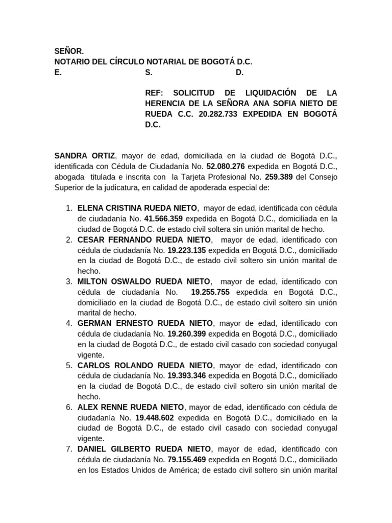 Liquidación de herencia de Ana Sofía Nieto | PDF | Herencia | Documento ...