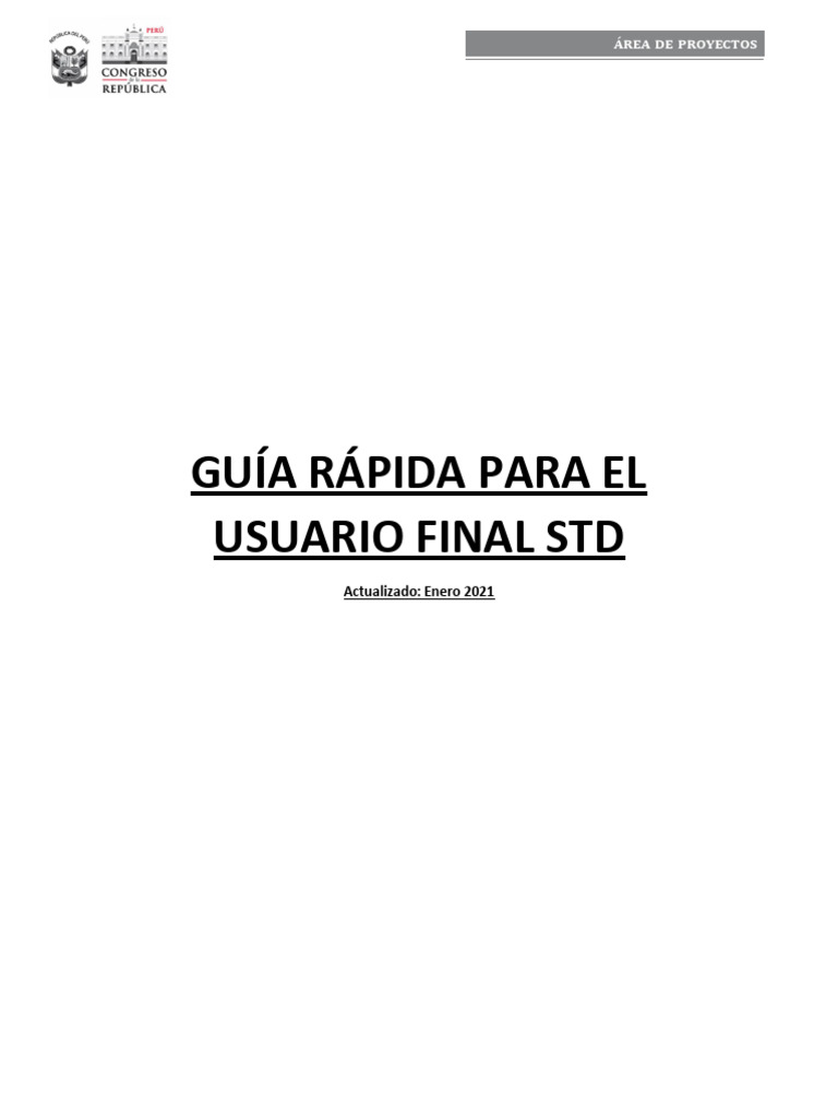 Guía Rápida para El Usuario Final STD: Actualizado: Enero 2021 | PDF