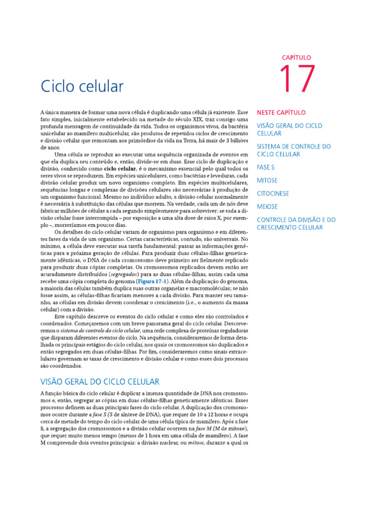 Biologia Molecular Da Celula Alberts Cap17 CicloCelular | PDF