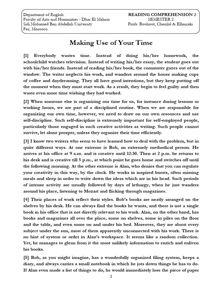 Text 3 - Making Use of Your Time | PDF