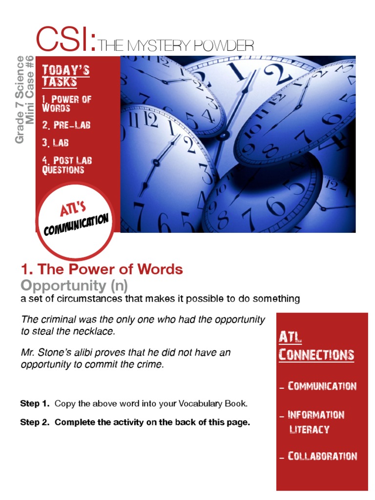 MiniCase6 - The Mystery Powder | PDF | Forensic Science | Crime Scene