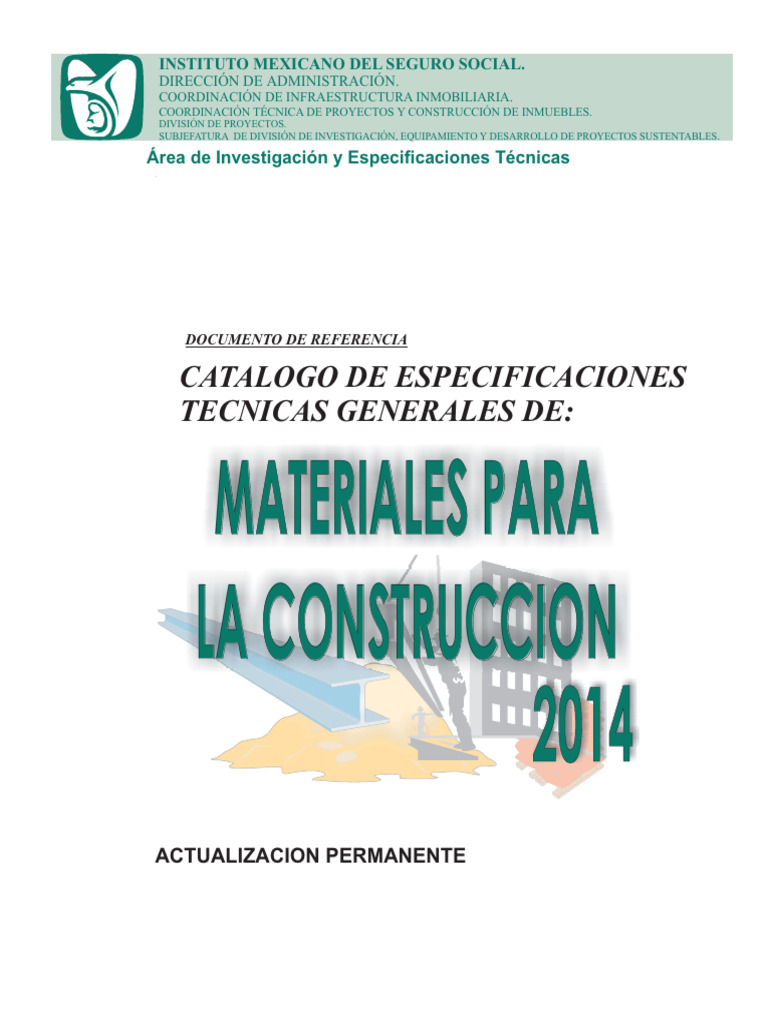 Catalogo de Materiales de Construccion IMSS | PDF
