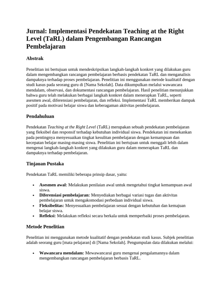 ALUR PEMBUATAN JURNAL PEMBELAJARAN Teaching at The Right Level | PDF