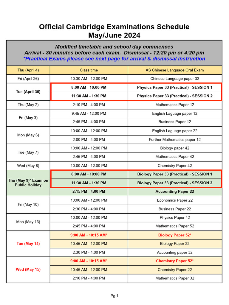 Updated As & A Level Cambridge Exams 2024 | PDF