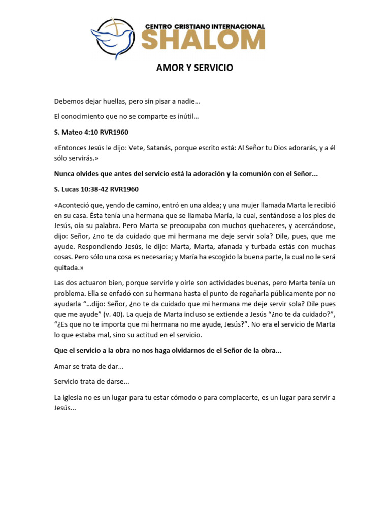 Amor Y Servicio Pdf