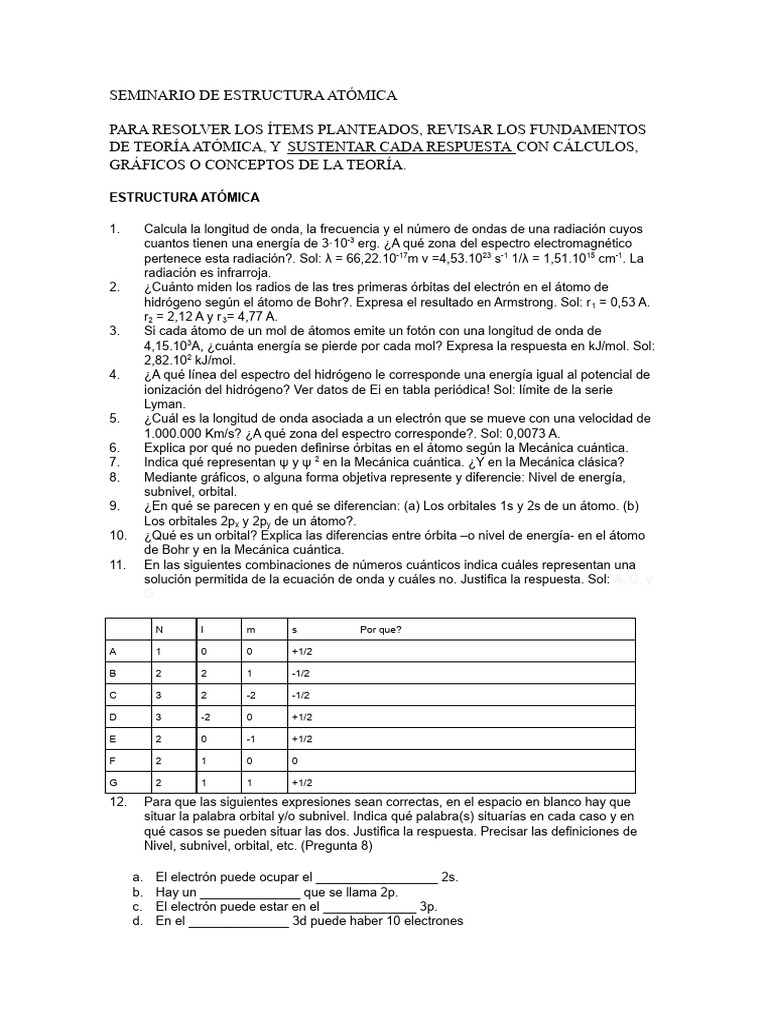 21 - Seminario ESTRUC ATÓMICA | PDF