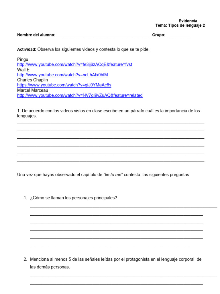 #E2 Tipos de Lenguaje 2 | PDF