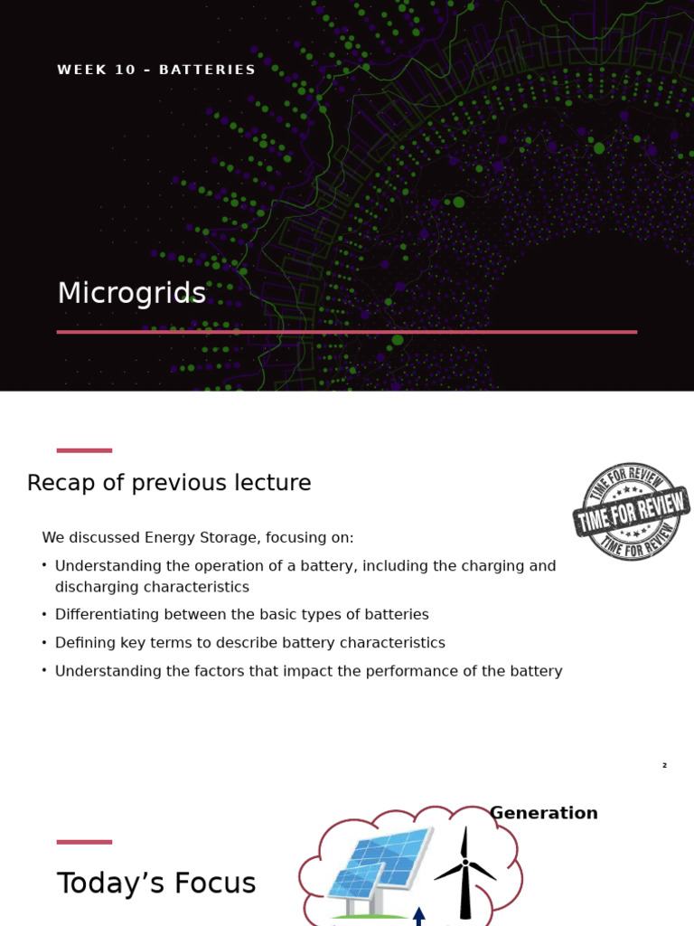 Microgrids - Week 10 - Batteries | PDF