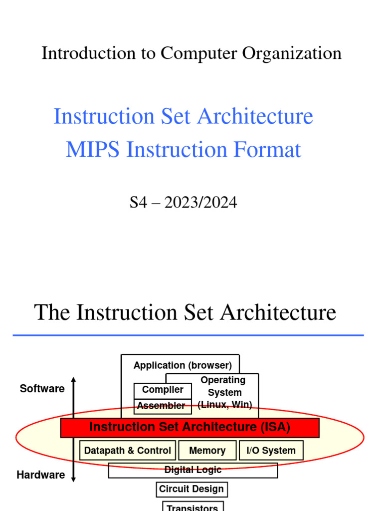 Instruction Set Architecture Mips Instruction Format Pdf