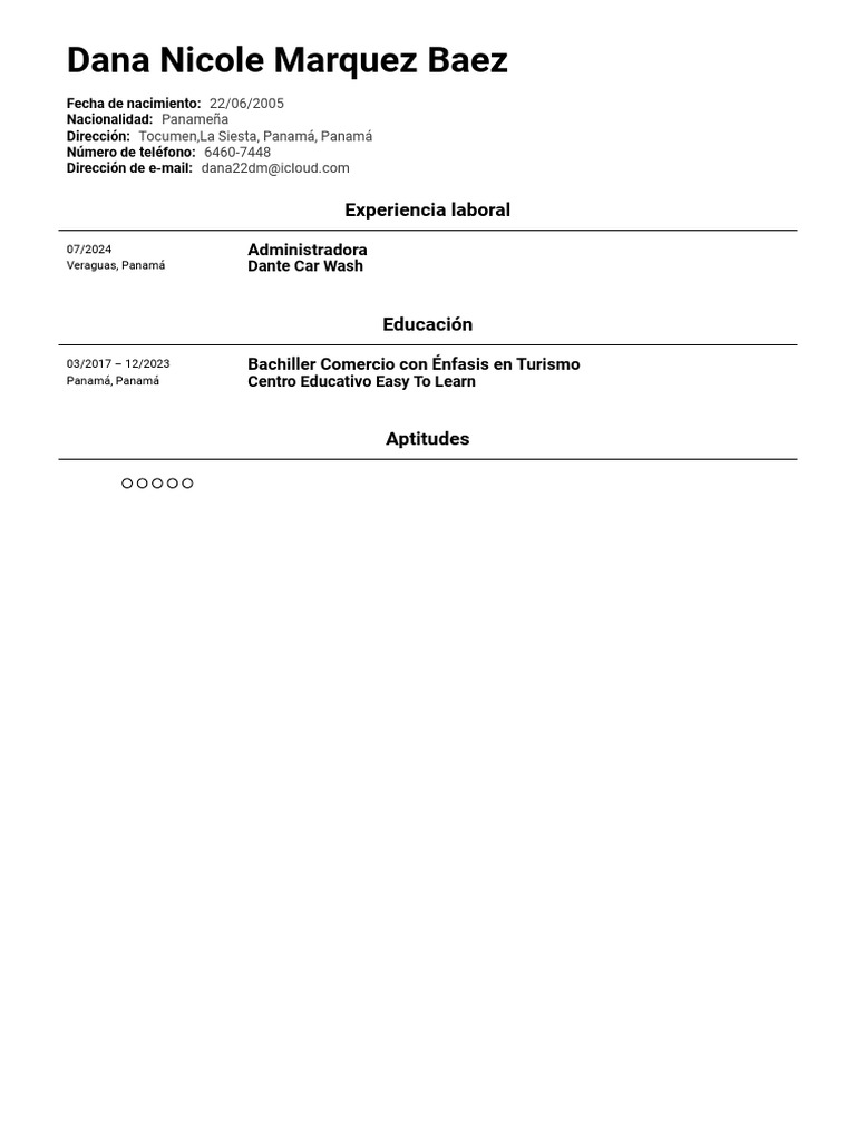 Dana Nicole Marquez Baez CV | PDF