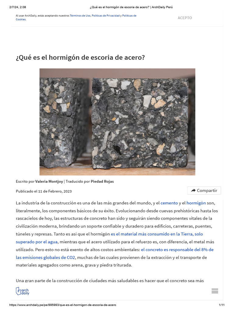 ¿Qué Es El Hormigón de Escoria de Acero - ArchDaily Perú | PDF