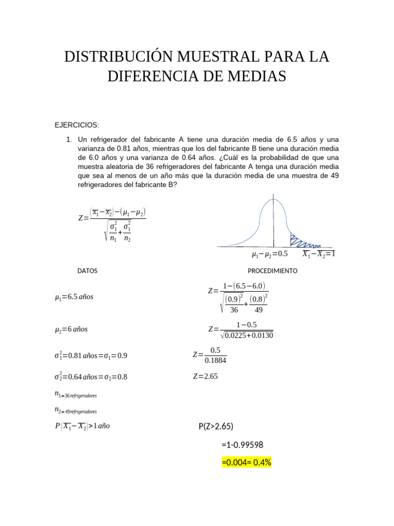 Distribución Muestral para La Diferencia de Medias-1 | PDF