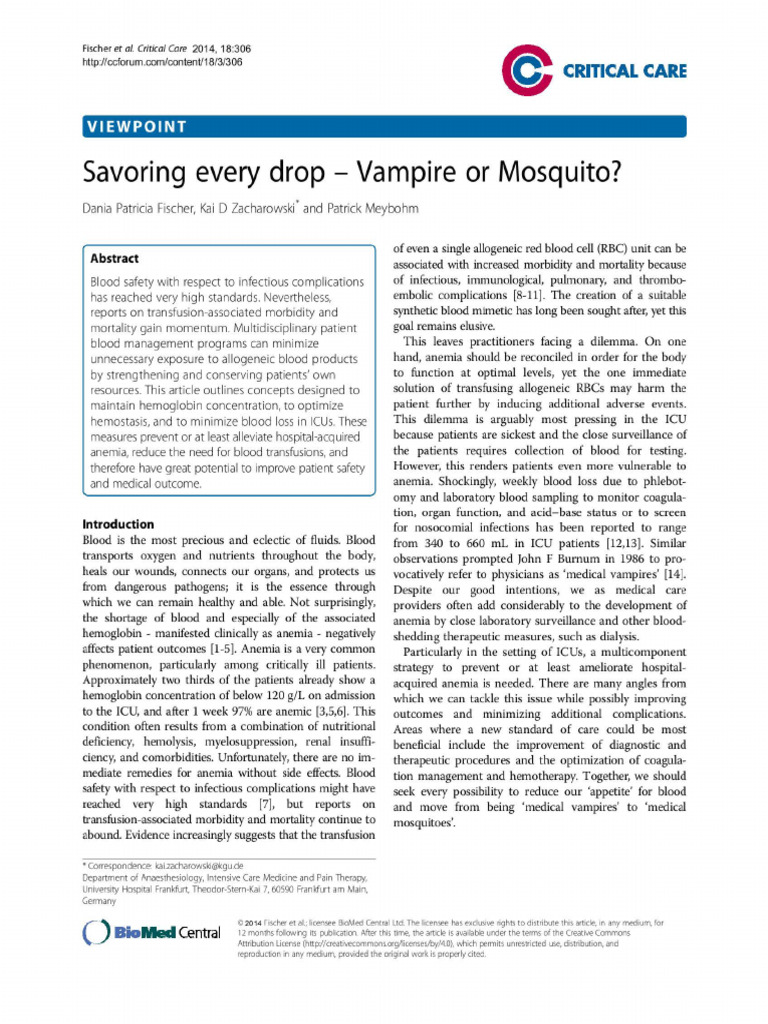 Fischer Savoring Every Drop - Vampire Or... (25032998) Crit Care 201418 ...