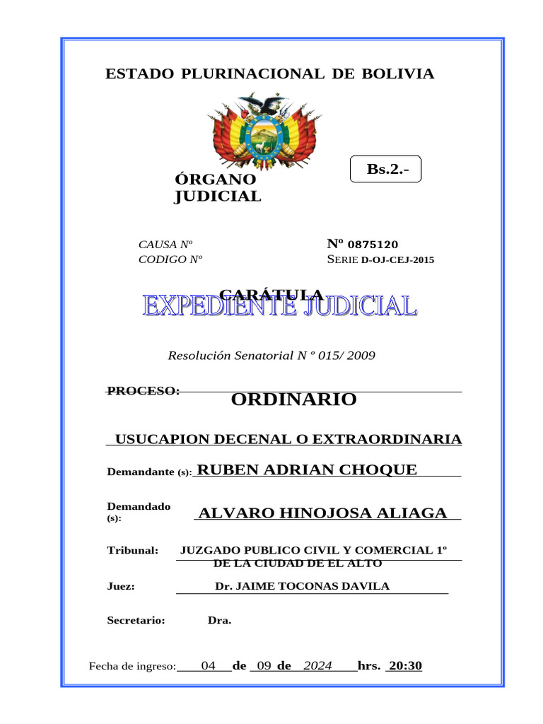 Caratula de Expediente Judicial | PDF