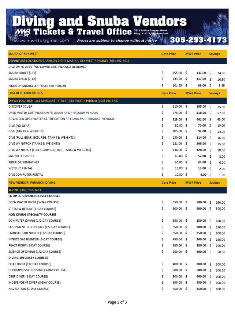 MWR Key West_Snuba & Diving (1) (1) | PDF
