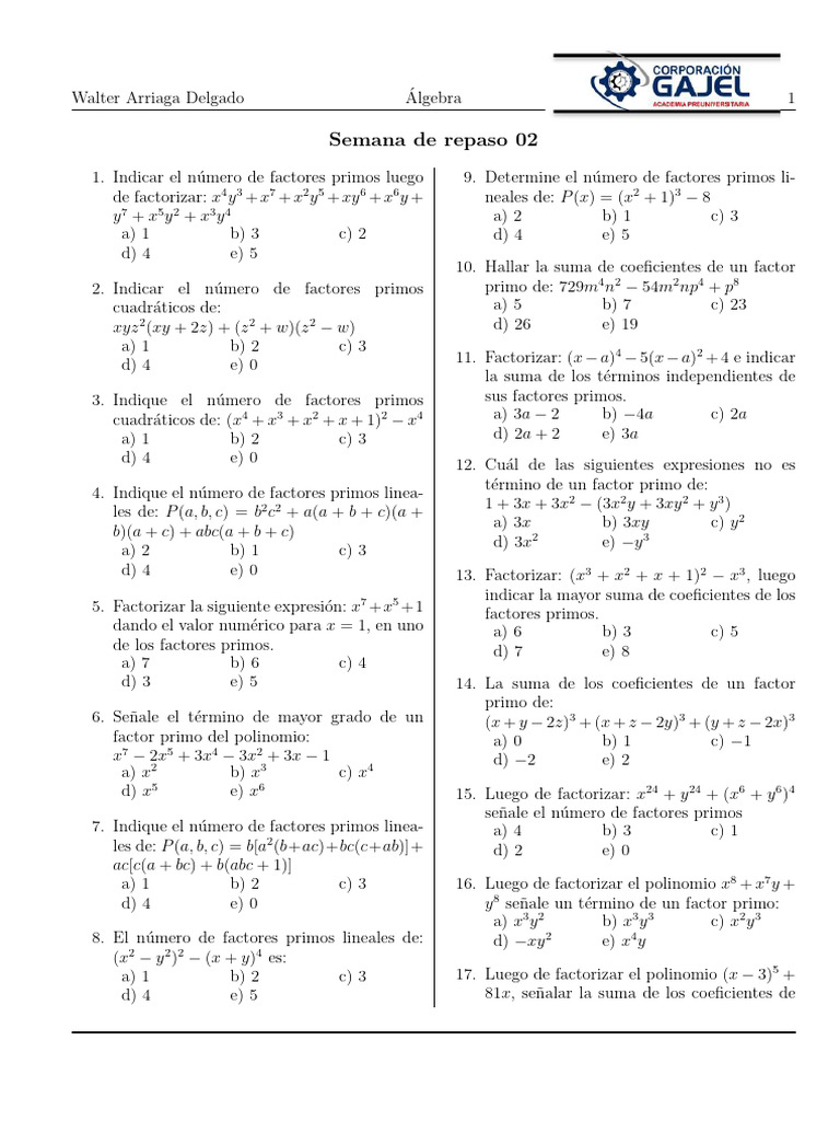 Semana de Repaso 02 | PDF
