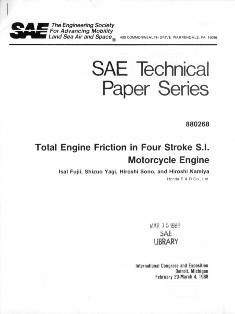 Motorcycle Engine Friction | PDF