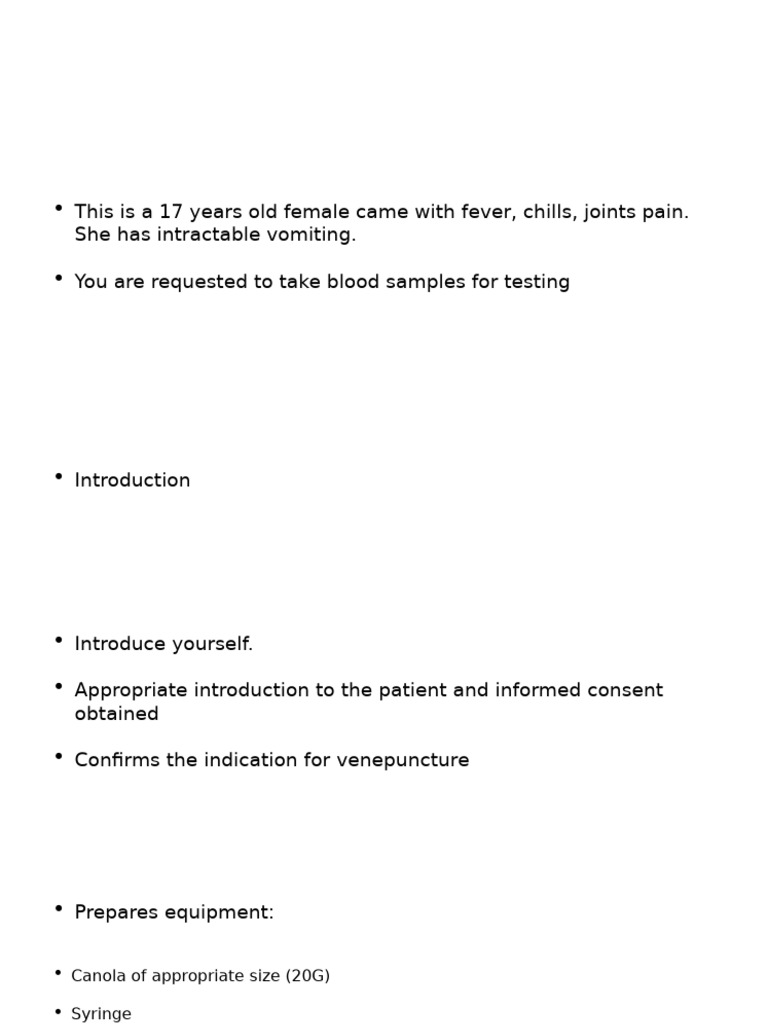 OSCE 6 Taking Blood Sample | PDF