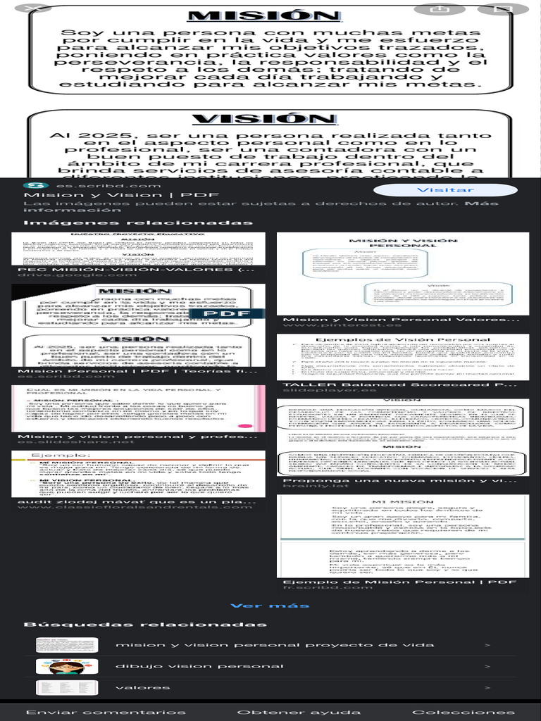 Mision y Vision Personal - Ejemplo | PDF