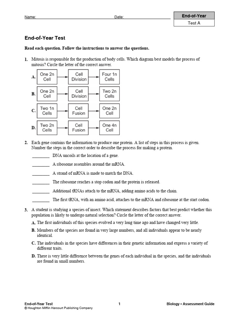 Biology end of year (1) | PDF