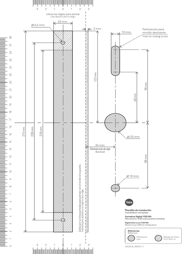 Yale YDS100 Installation - Template 3585 Sliding | PDF
