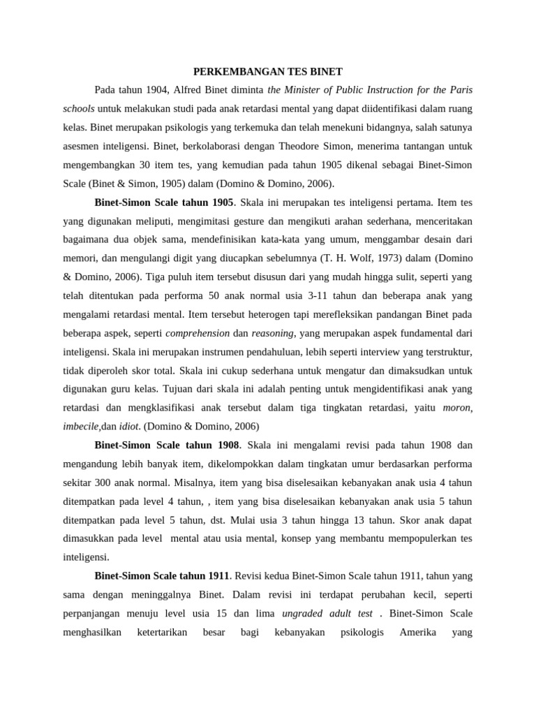 Perkembangan Tes Binet | PDF