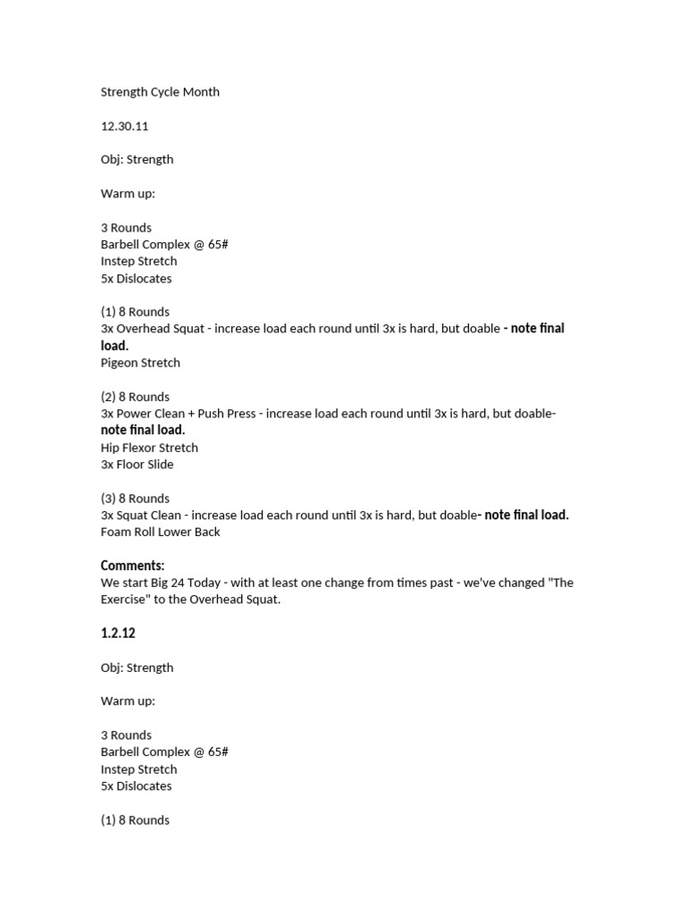 Strength Cycle 1 | PDF