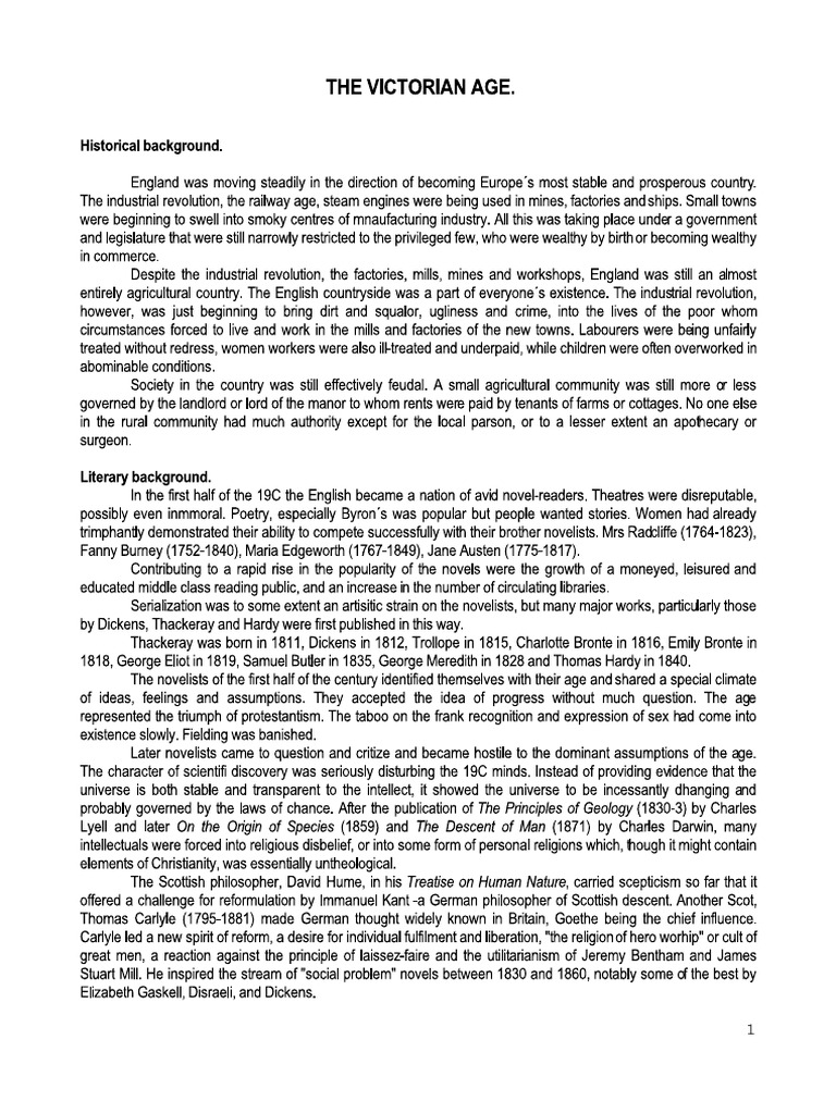 Notes On Victorian England | PDF