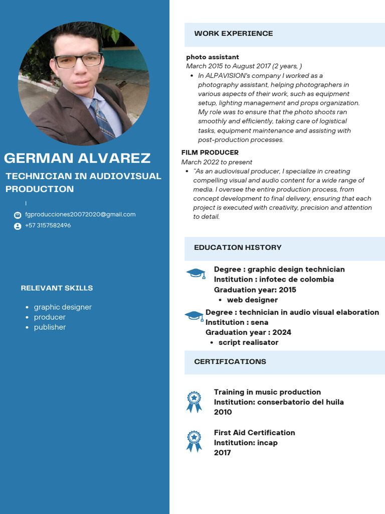 Blue Light Blue Color Blocks Flight Attendant CV | PDF