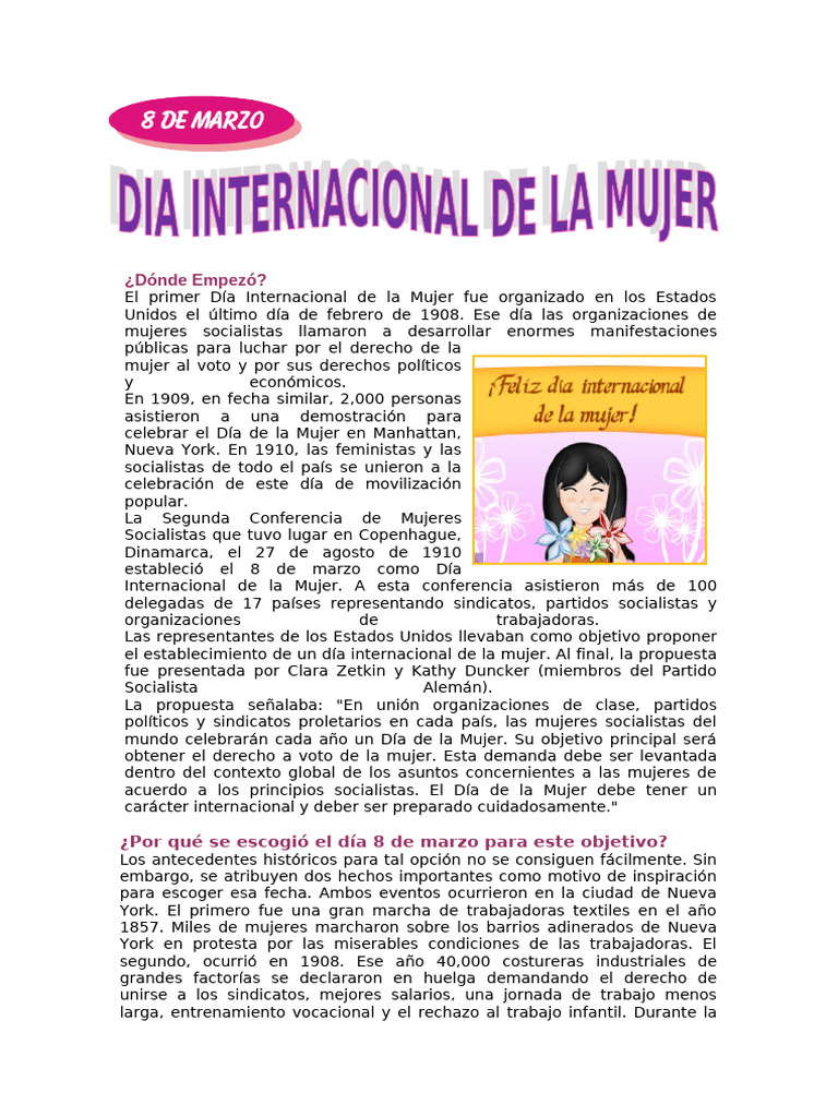 8 de Marzo - Día Internacional de La Mujer | PDF