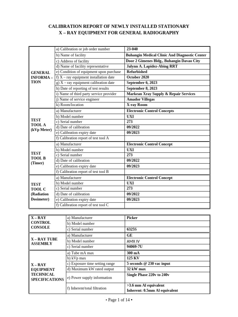 Calibration Report | PDF
