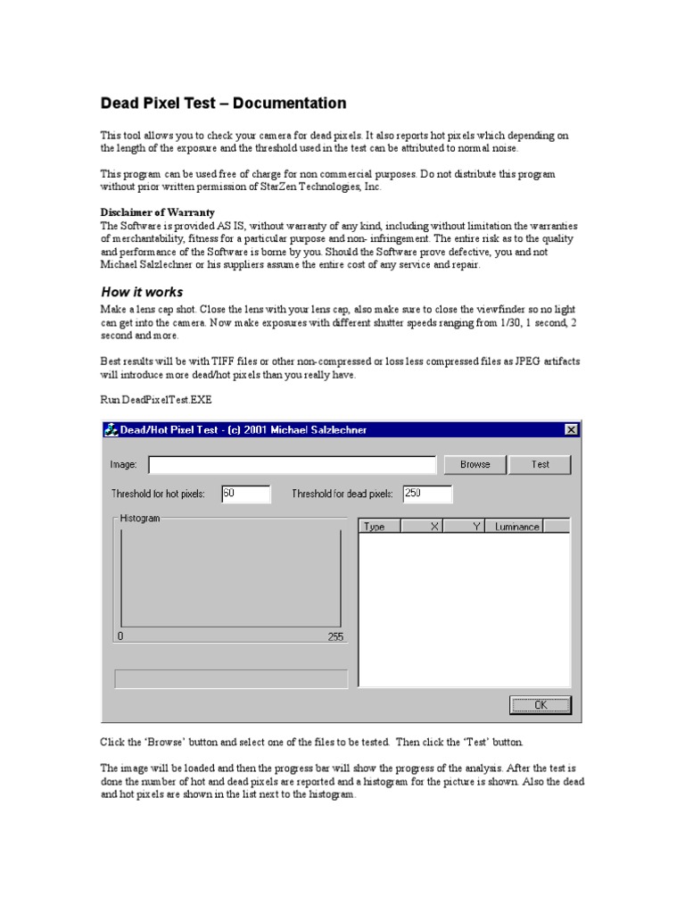 Dead Pixel Test | PDF
