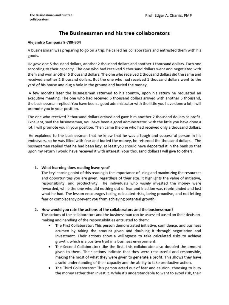 A3-The Businessman and His Tree Coworkers | PDF