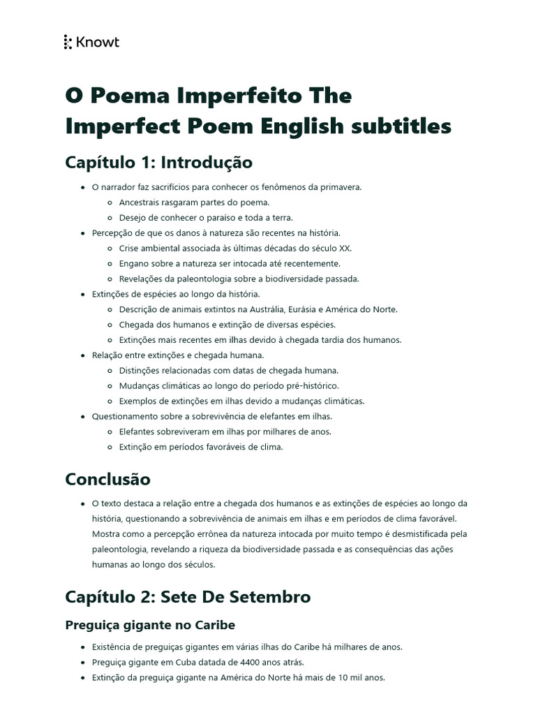 O Poema Imperfeito The Imperfect Poem English Subtitles | PDF