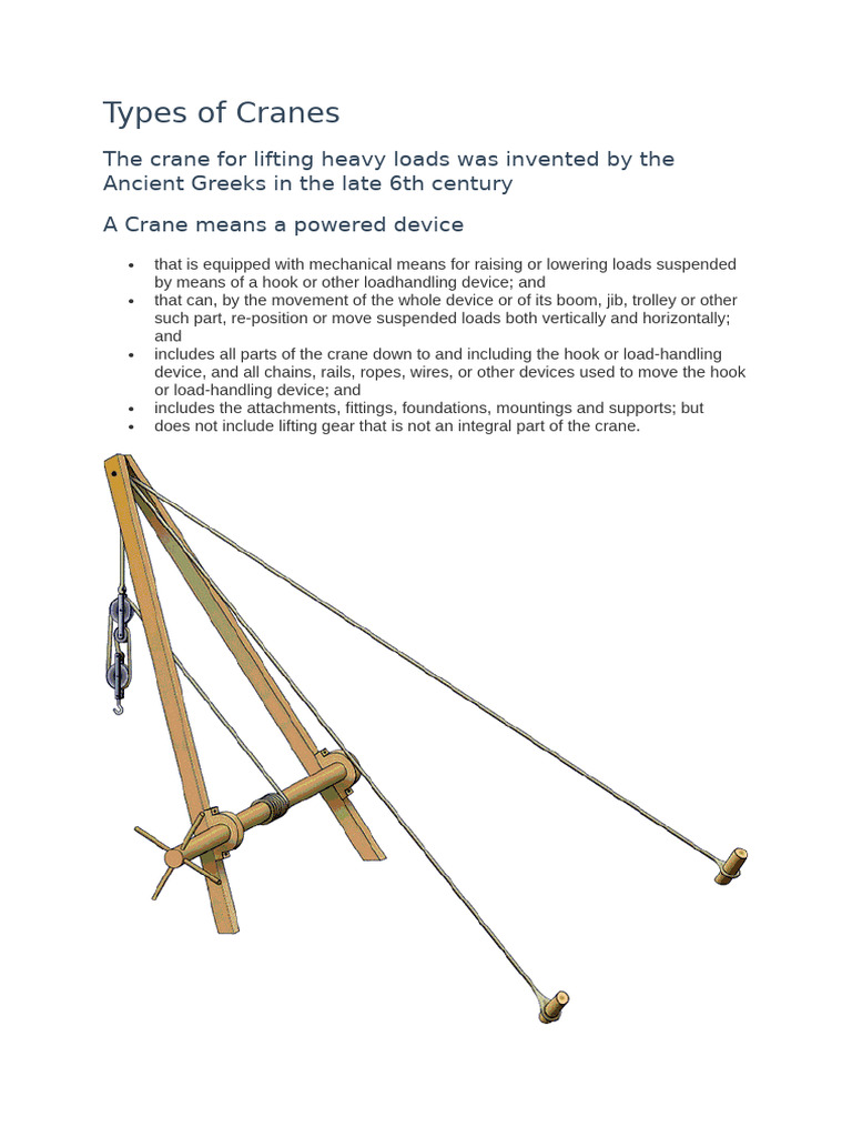 Types of Cranes | PDF