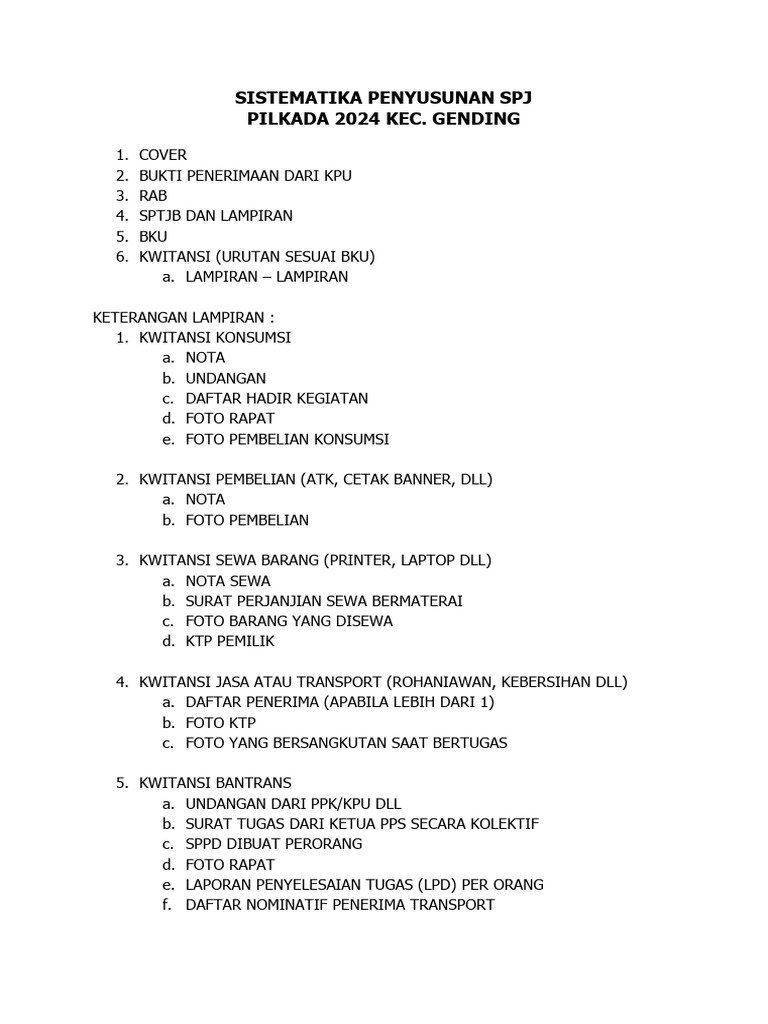 Sistematika Penyusunan SPJ | PDF