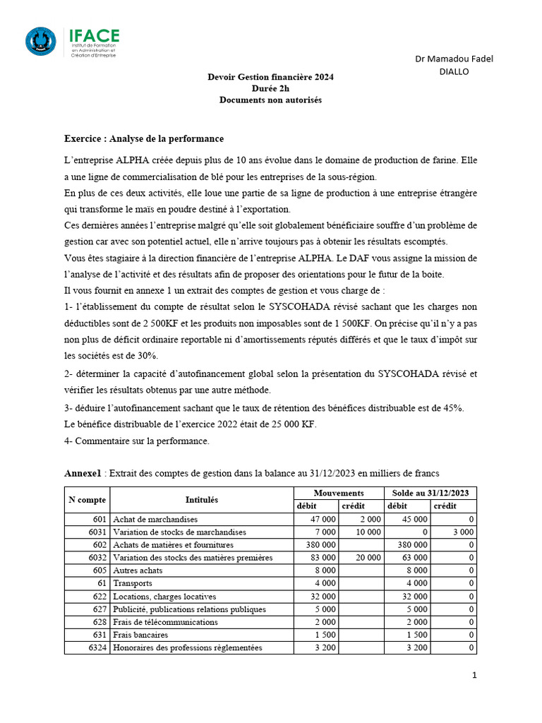 Devoir iface 2024 ( Application 2 ) | PDF