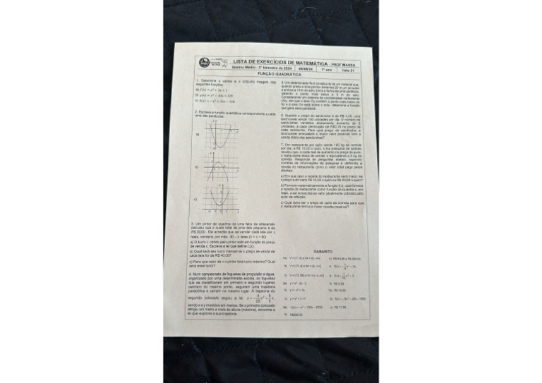 Lista Exer Fernando Mat | PDF