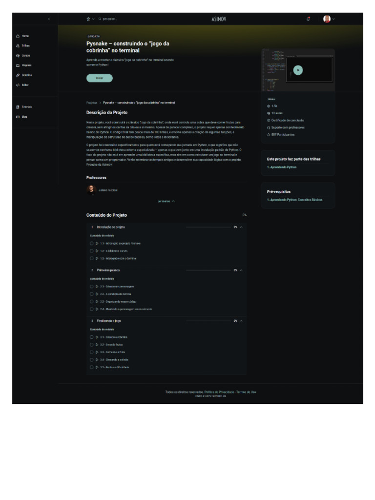Pysnake - Construindo o "Jogo Da Cobrinha" No Terminal | PDF