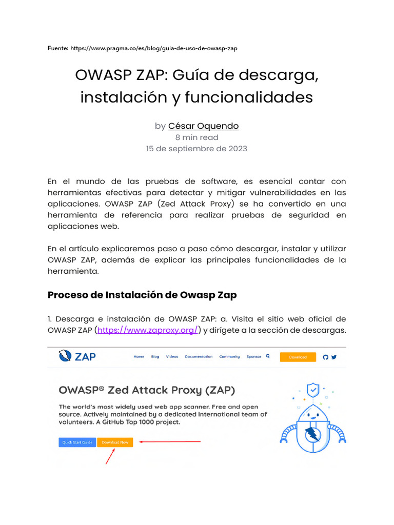 OWASP ZAP Guía de Descarga, Instalación y Funcionalidades | PDF
