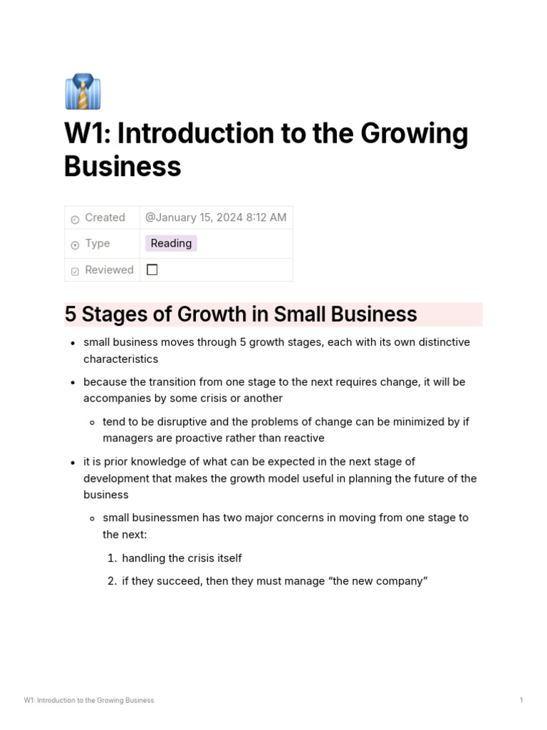 W1 Introduction To The Growing Business | PDF