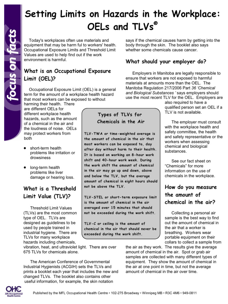 OELs and TLVs | PDF | Occupational Safety And Health | Science ...