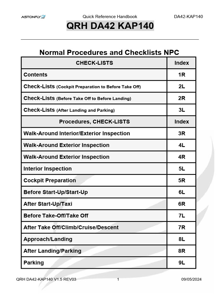 QRH Da42 Kap140 | PDF