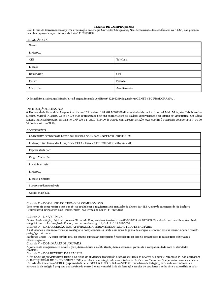 Minuta - Termo de Compromisso | PDF