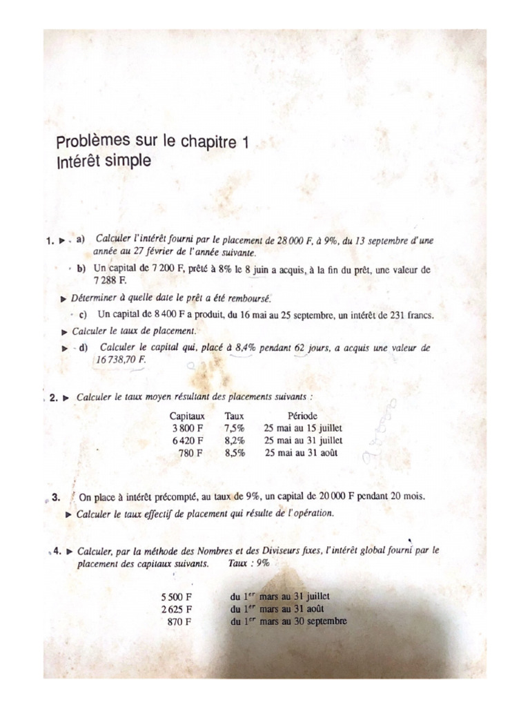 Exercices math fin. M. Aidara | PDF