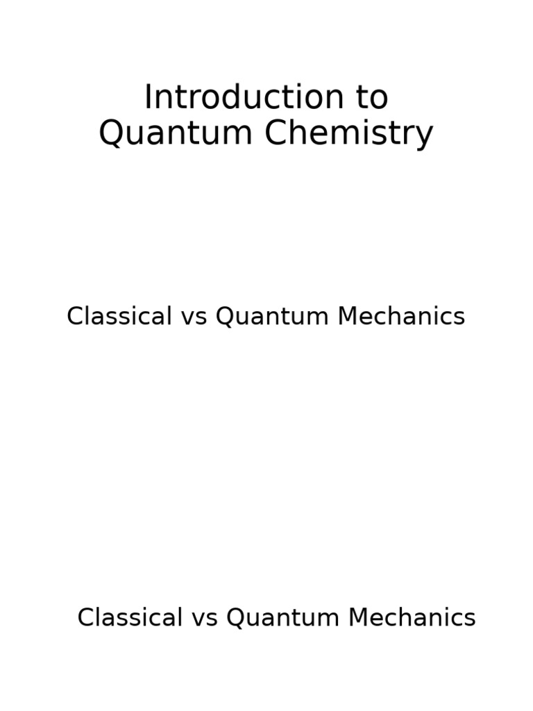 Introduction To Quantum Chemistry Pdf