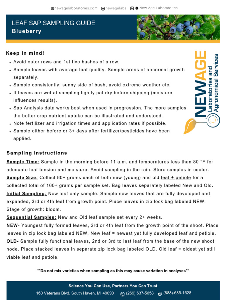 Blueberry Leaf Sap Sampling Guide | PDF